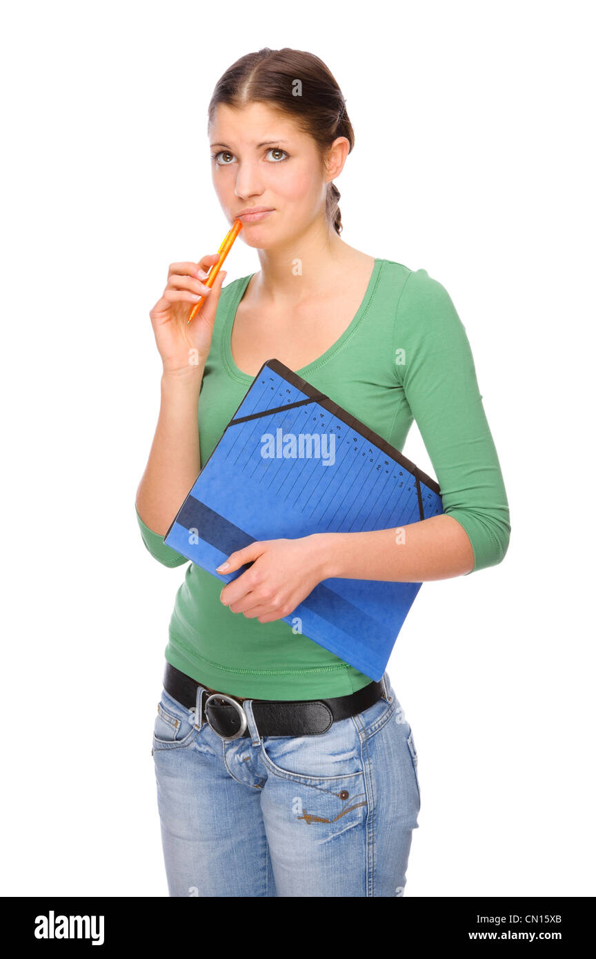 Full isolated portrait of a beautiful and happy young student Stock ...