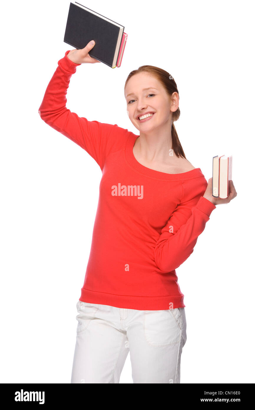 Full isolated portrait of a beautiful and happy young student Stock ...