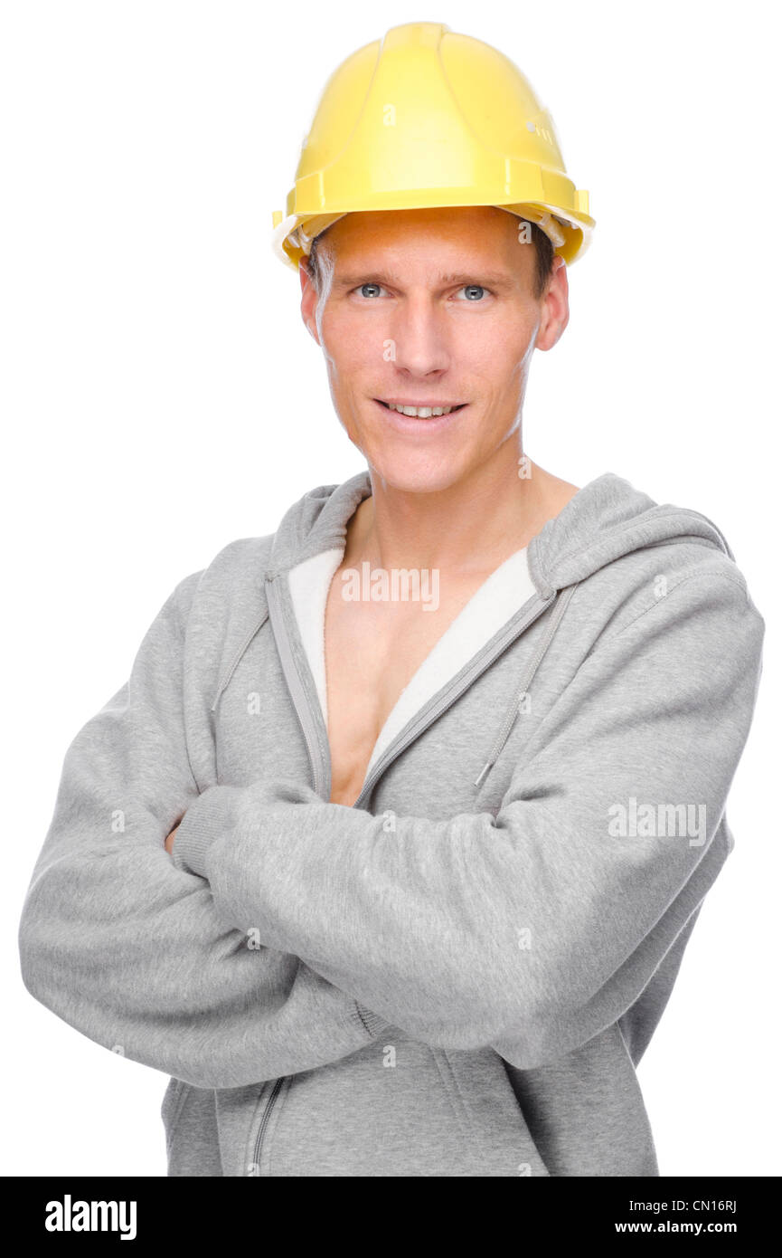 Full isolated studio picture from a young craftsman Stock Photo - Alamy