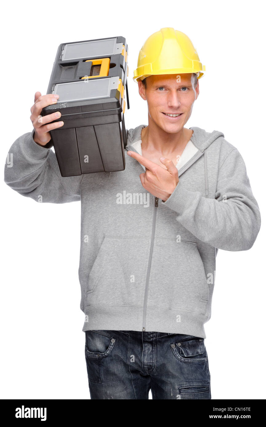 Full isolated studio picture from a young craftsman Stock Photo - Alamy