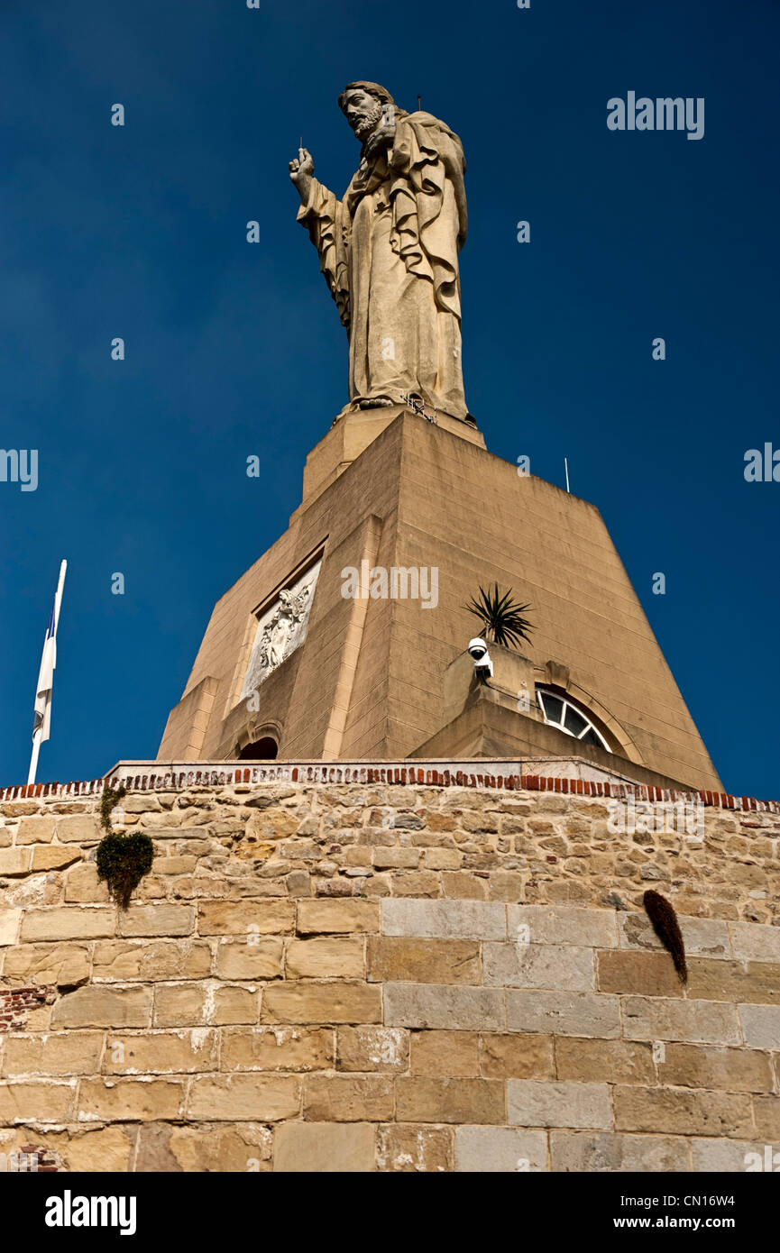 statue of jesus christ on mount urgell in san sebastian, basque country ...