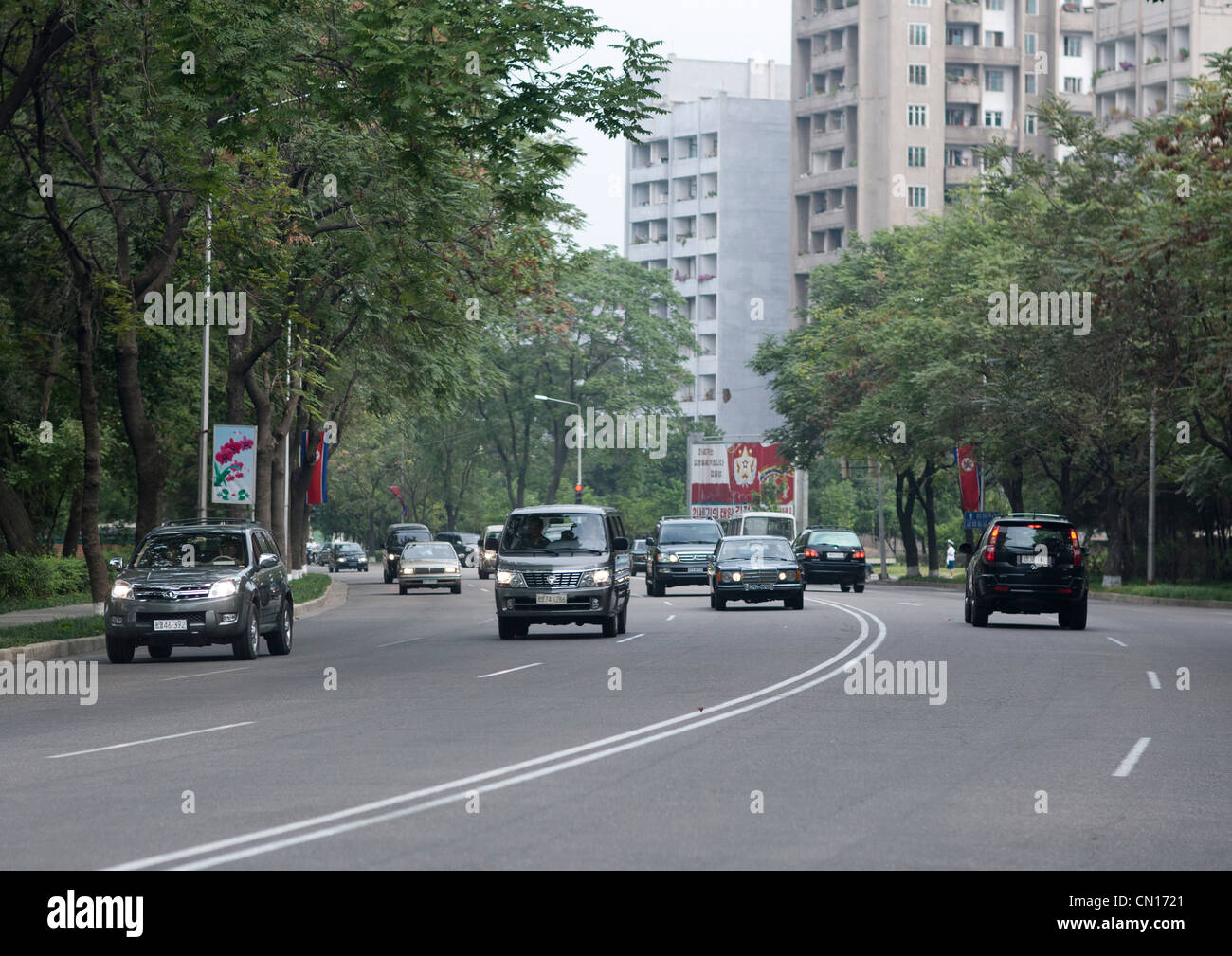 Cars in Pyongyang, North Korea Stock Photo - Alamy