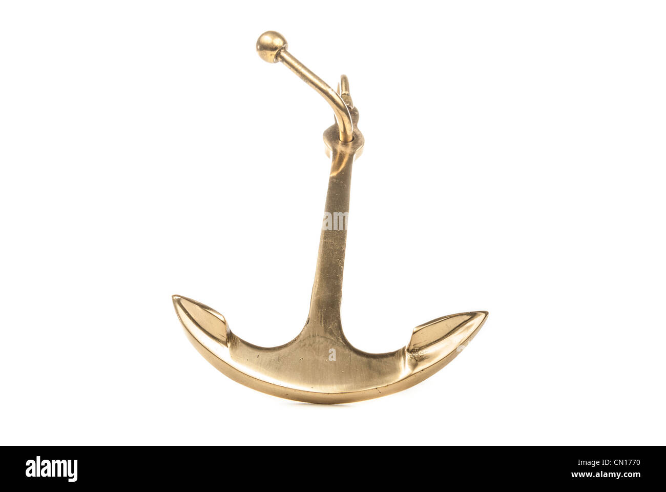 Golden naval anchor isolated on a white background Stock Photo - Alamy