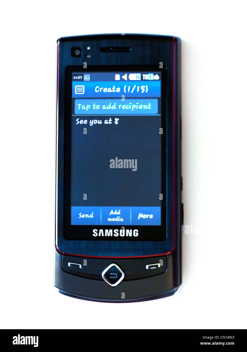 Samsung Tocco Mobile Phone With Text Message On Screen "See You At 8 ...