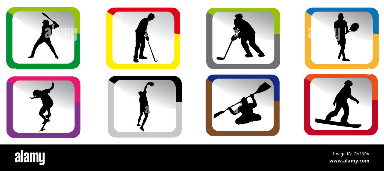 Small sport icons in various colors Stock Photo - Alamy
