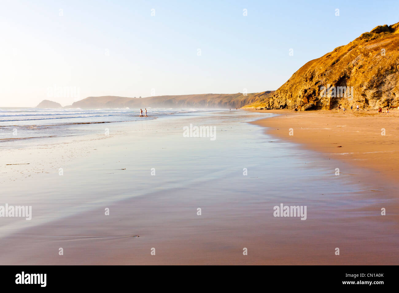 The beautiful Penhale Sands beach near Perranporth Cornwall England UK ...