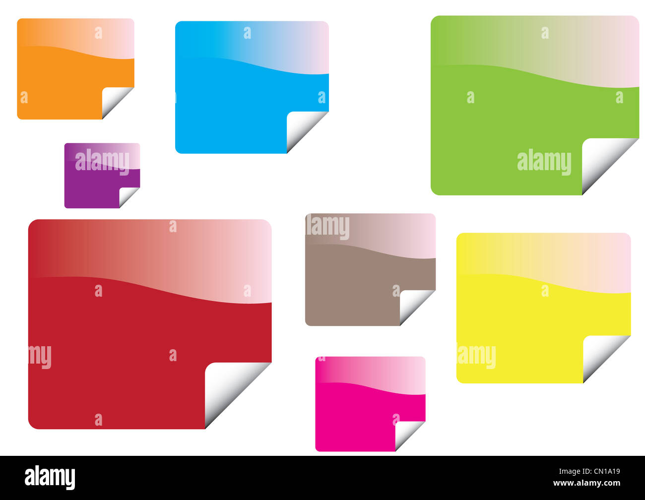 Vector illustration of small stickers in various color Stock Photo - Alamy