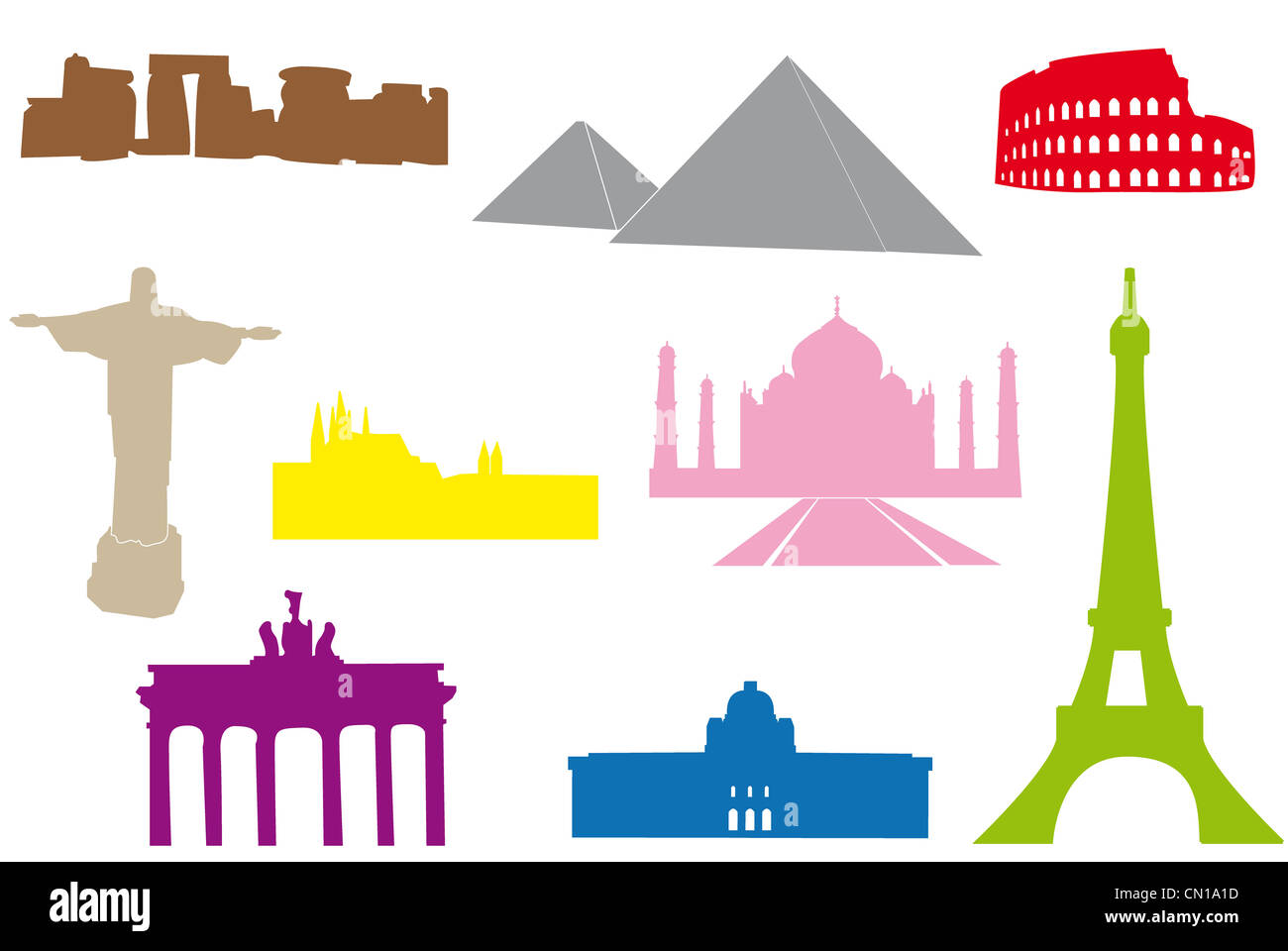 Set of main world monuments Stock Photo - Alamy