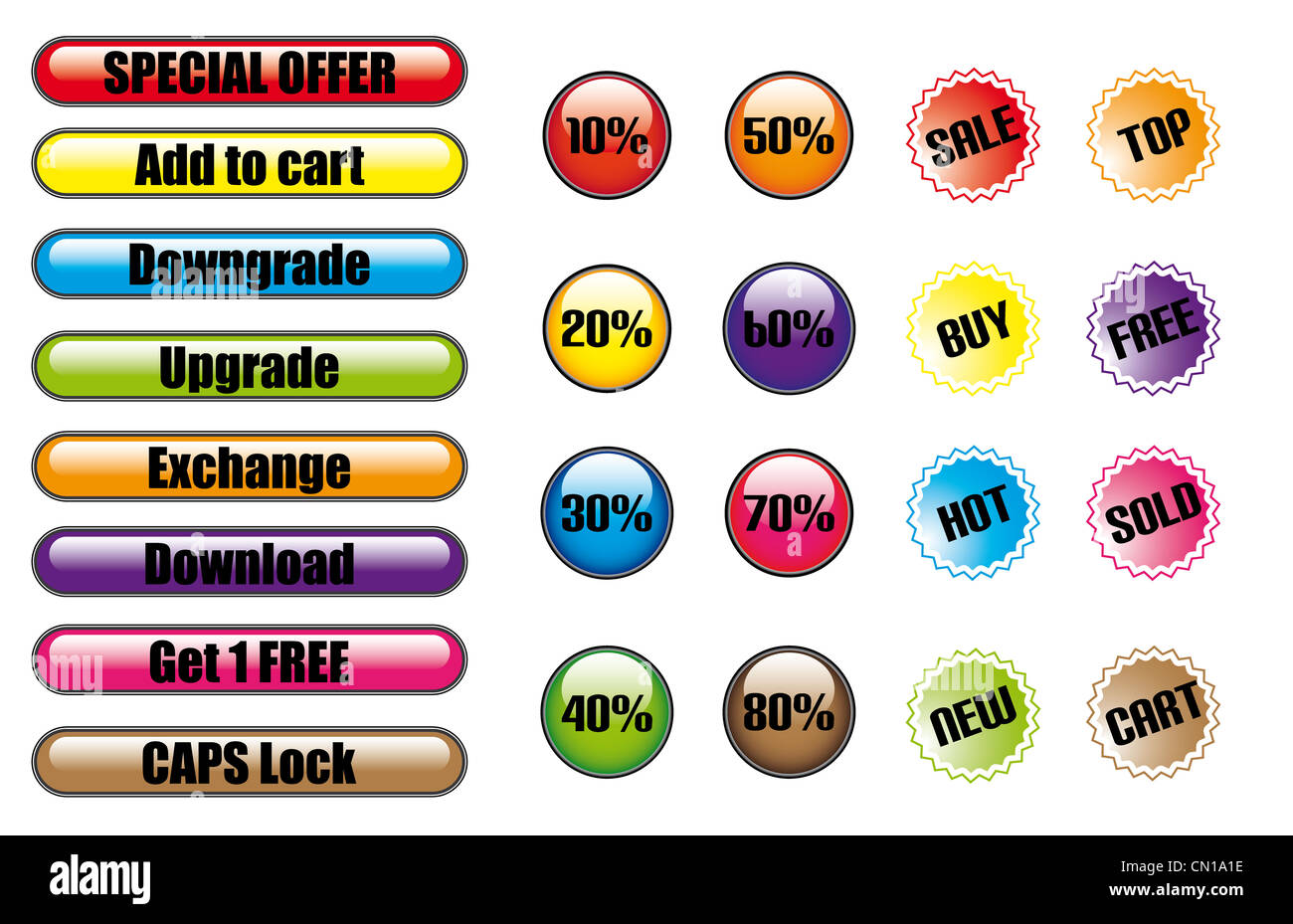 Set of color web buttons with some signs Stock Photo - Alamy