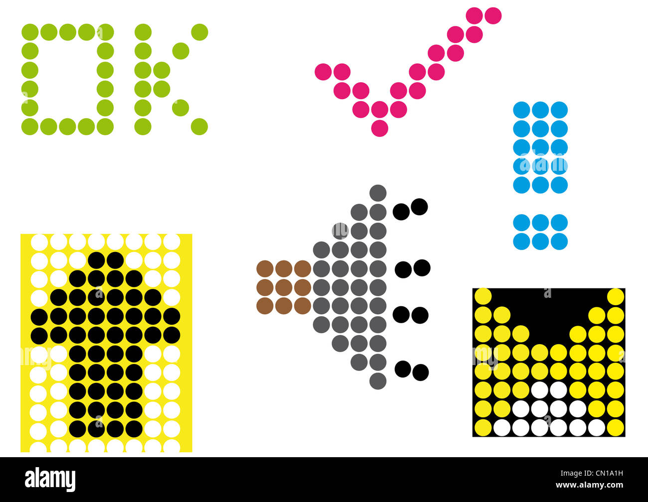 Various dot symbols in various colors Stock Photo - Alamy