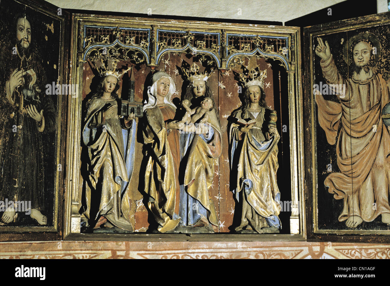 Triptych inside the 15th century St. John’s Church in Masku, Finland ...