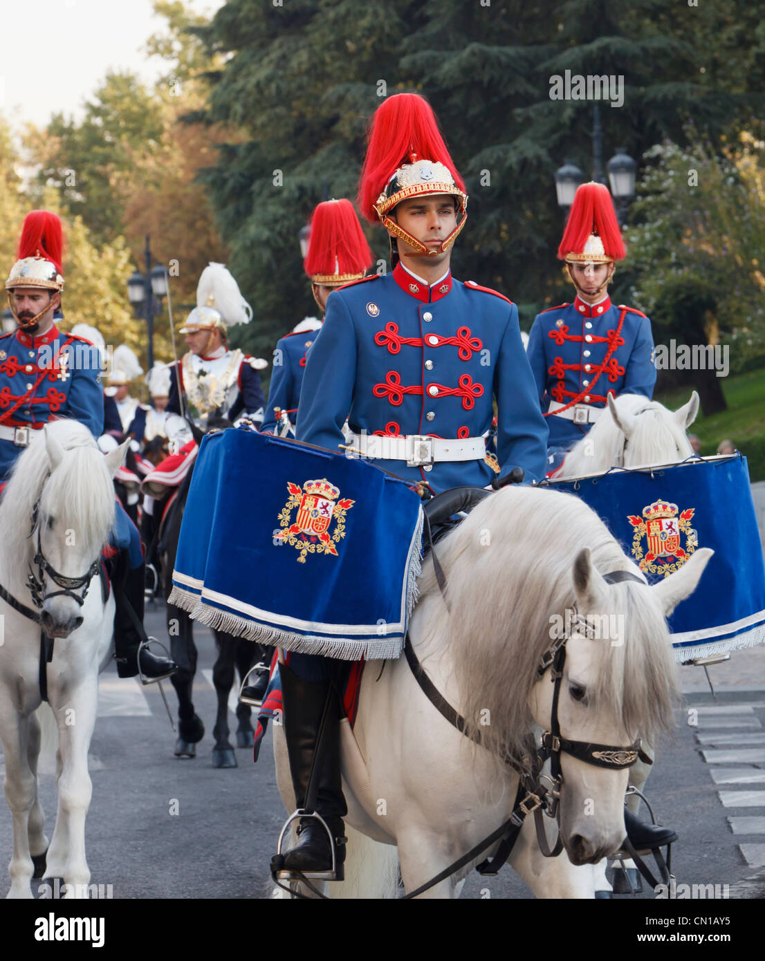 Madrid, Spain. Musicos Militares de la Guardia Real. Military musicians ...