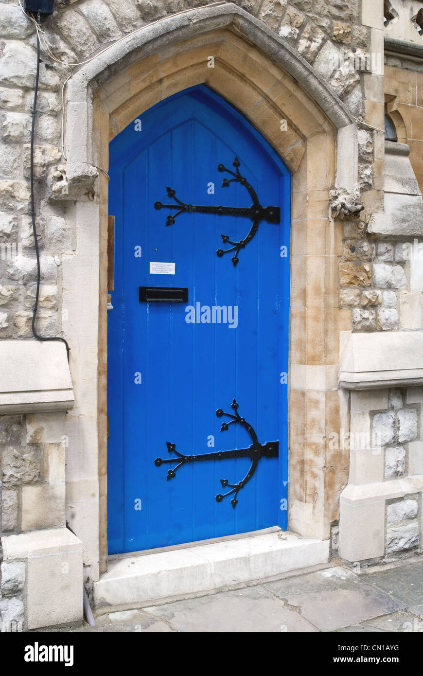 Blue London Church Door Stock Photo - Alamy