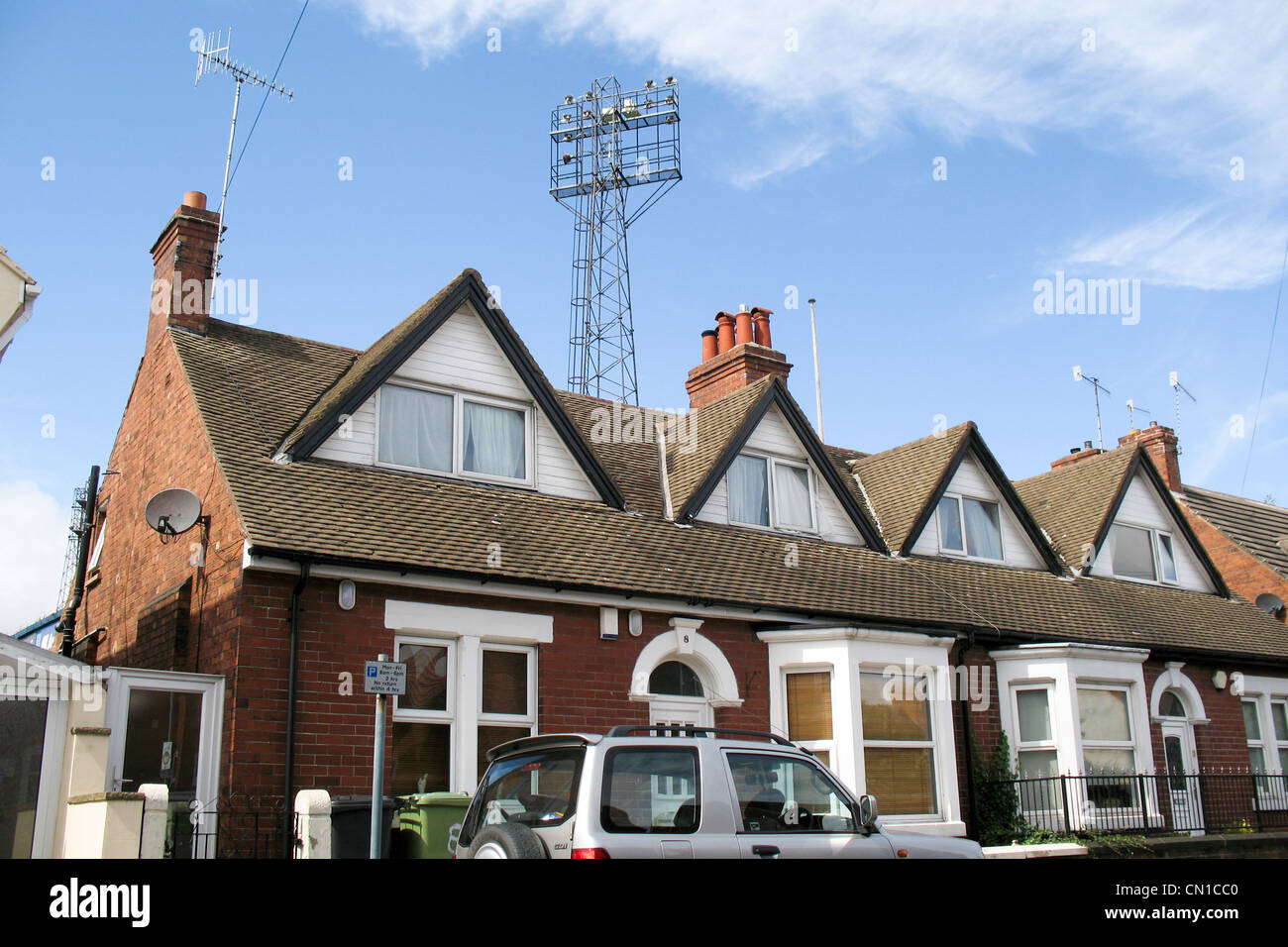 floodlights Chesterfield Football Club - Saltergate Stock Photo - Alamy