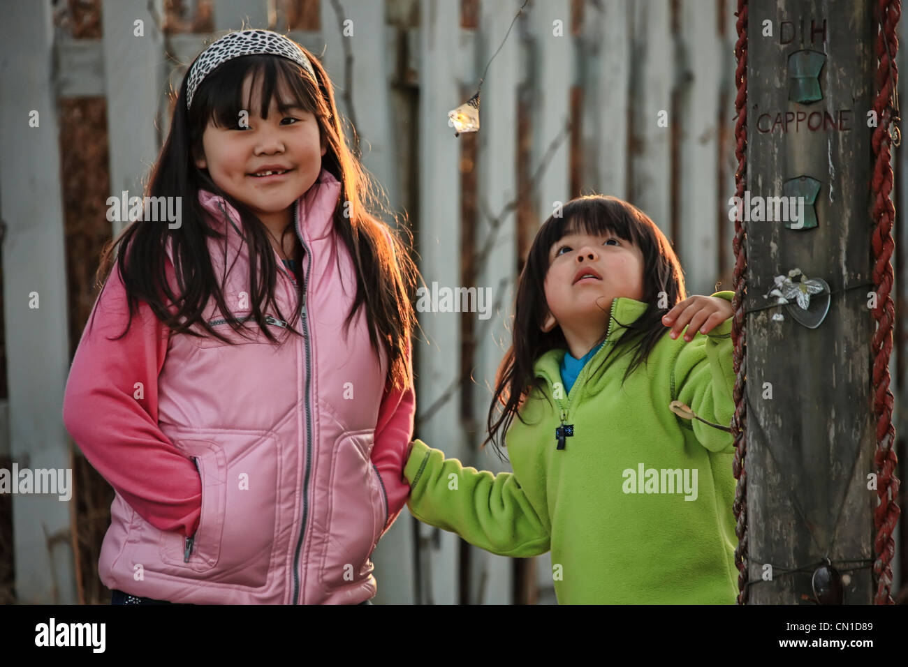 Portrait of young First Nation girls, Vancouver Island, British ...