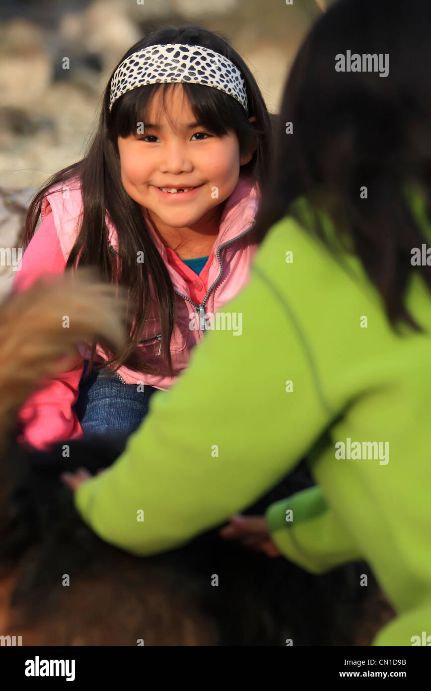 Portrait of young First Nation girls, Vancouver Island, British ...