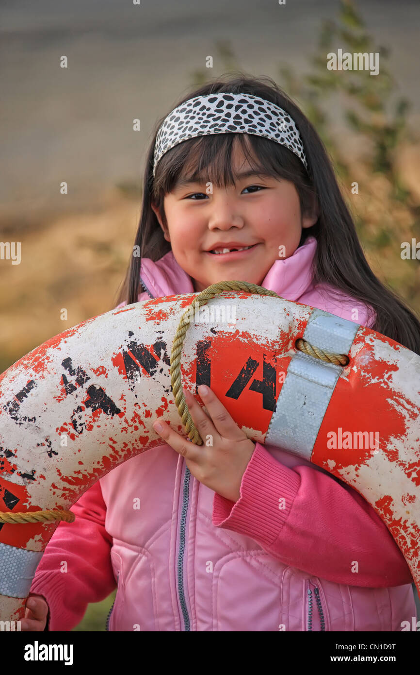 Portrait of a young First Nation girl, Vancouver Island, British ...