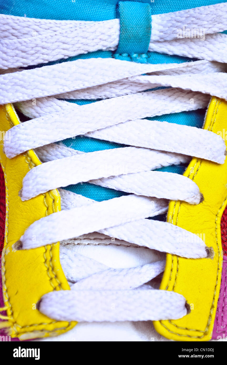 Colorful retro sneakers - closeup shot Stock Photo - Alamy