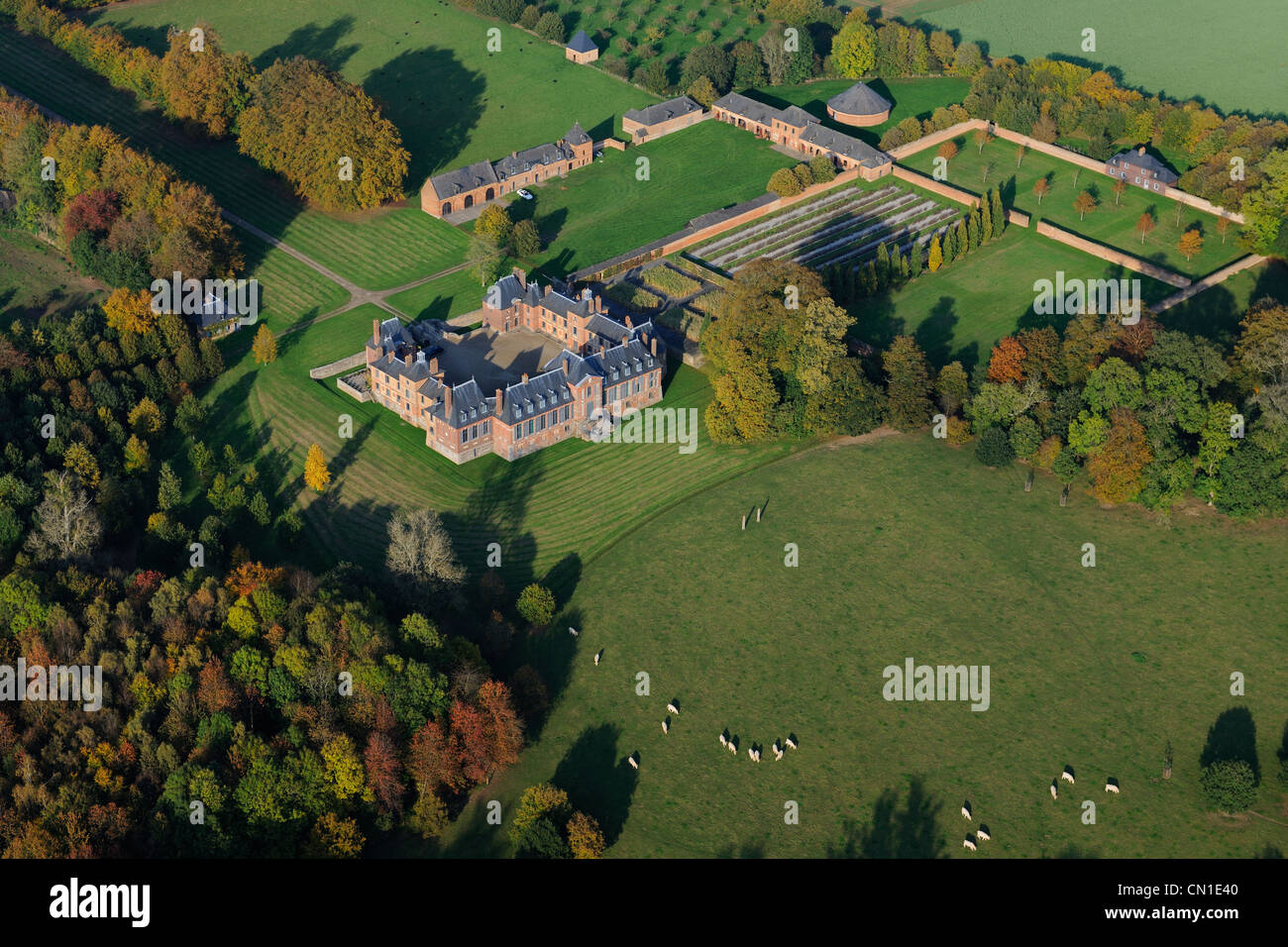 France, Seine Maritime, Les Cent Acres, Montigny castle from the 17th ...