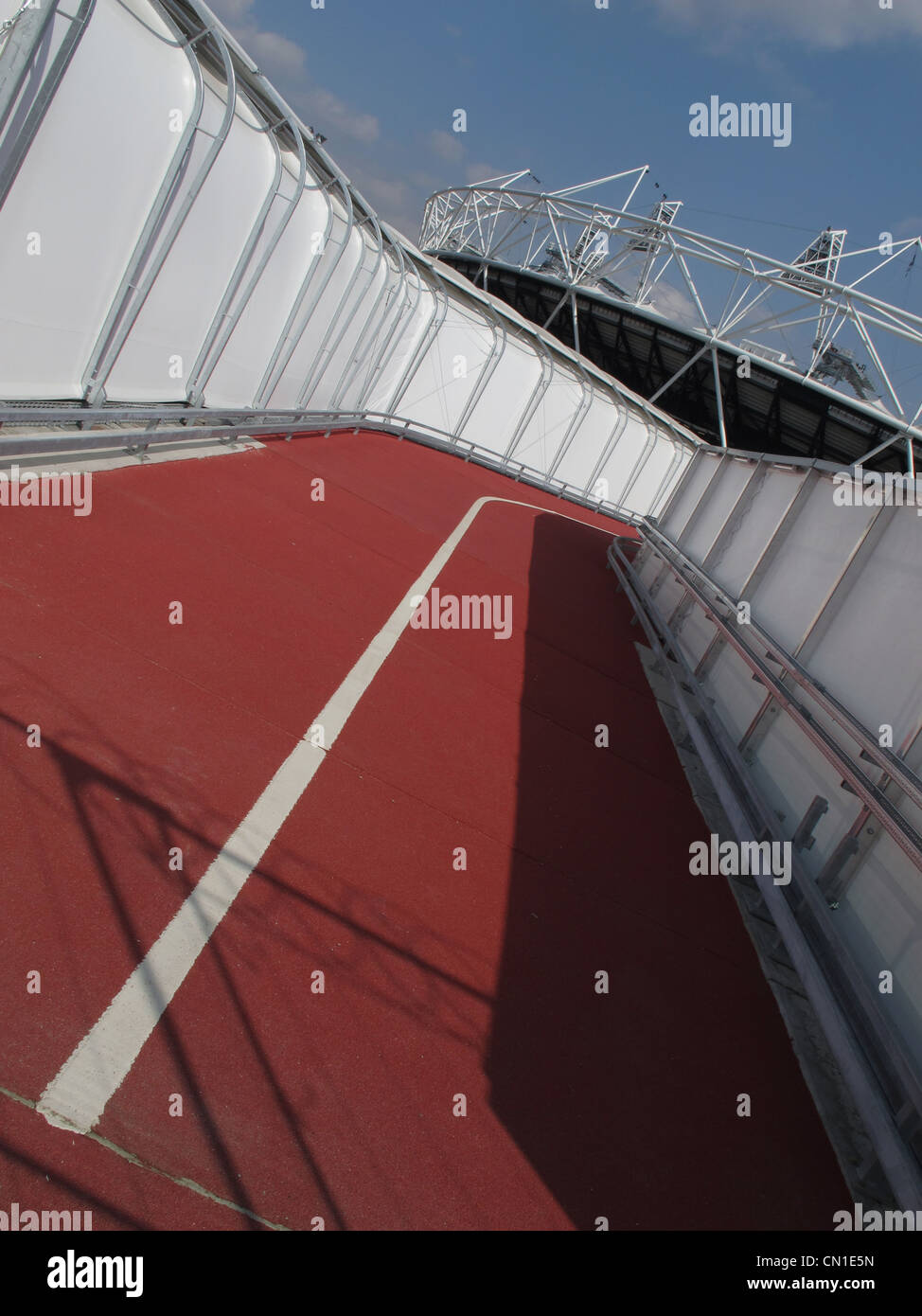 Red carpet at the entrance to the London 2012 Olympic stadium Stock ...