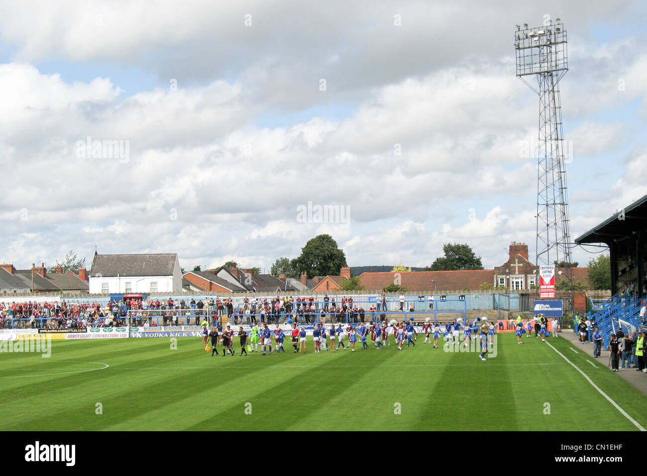 a floodlight at Chesterfield Football Club - Saltergate Stock Photo - Alamy