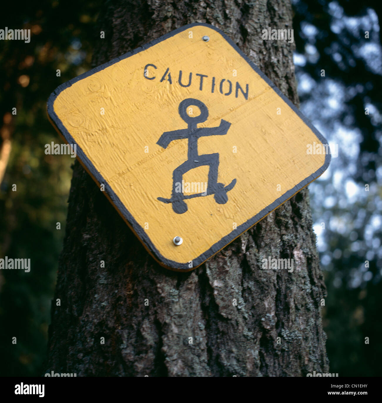 Skateboarding Caution Sign Stock Photo - Alamy