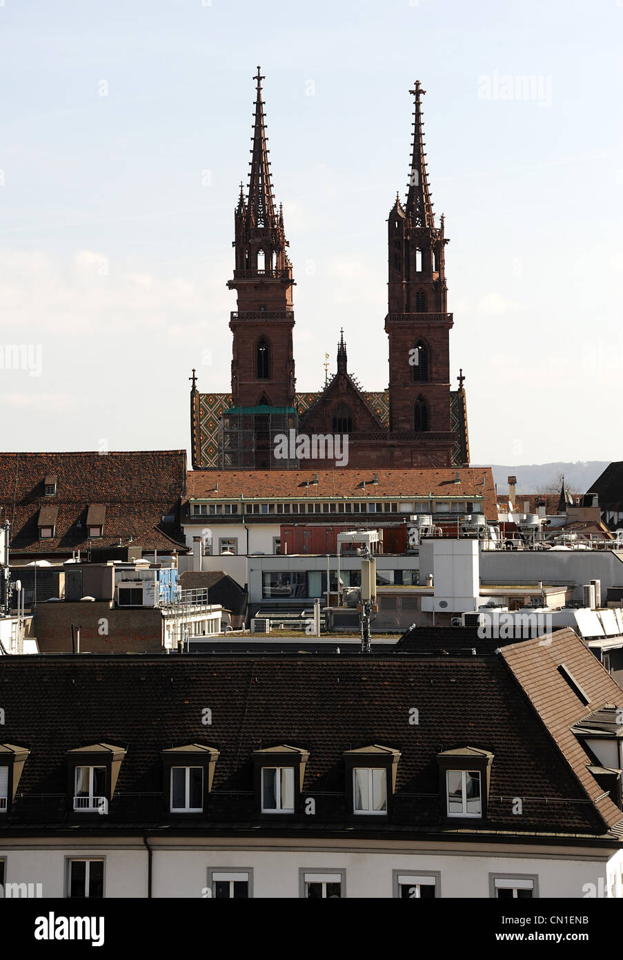 The Munster Romaneque & Gothic church in Basel, Switzerland Stock Photo ...