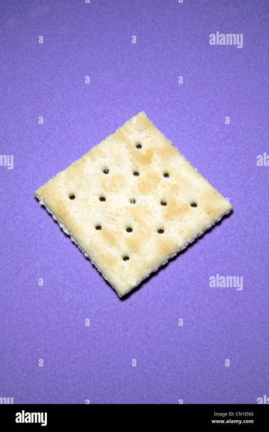 Single Salted Cracker on Purple Bacground Stock Photo - Alamy