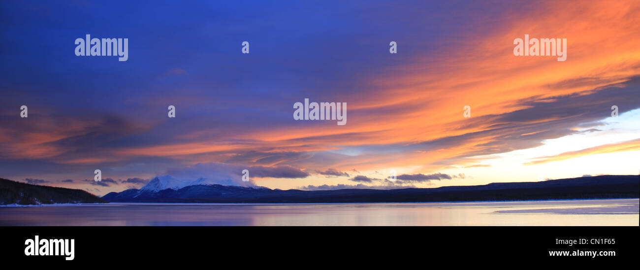 Sunset over Teslin Lake and Dawson Peaks, Yukon Stock Photo - Alamy