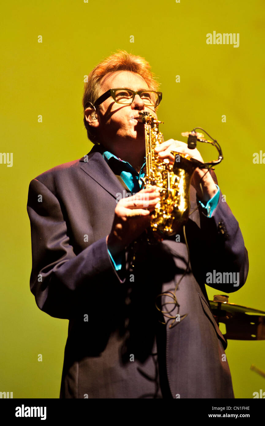 07/02/2011. Andrew Mackay of Roxy Music plays the O2 arena, London ...