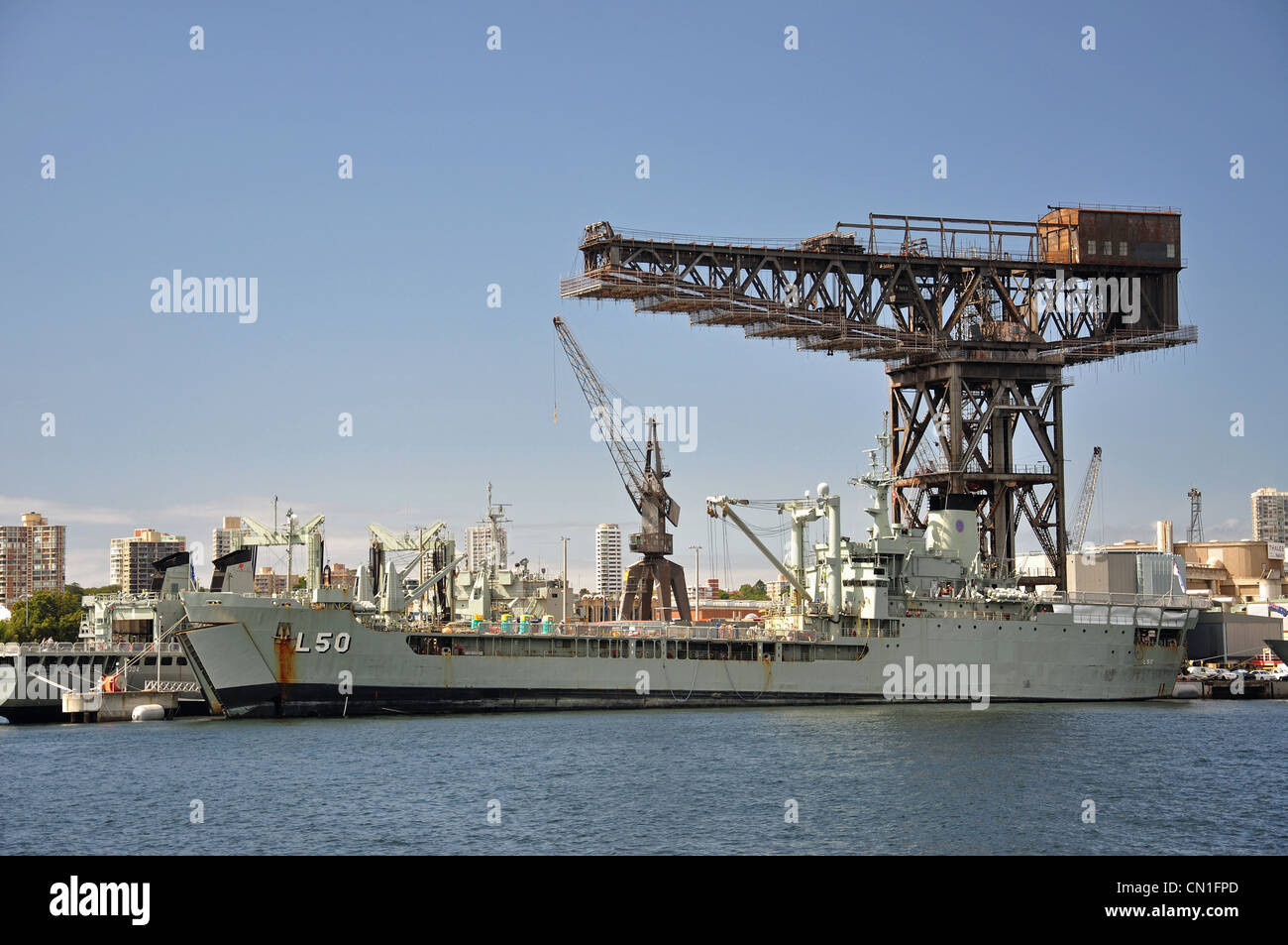 Naval ship in Woolloomooloo Bay, Sydney, New South Wales, Australia ...