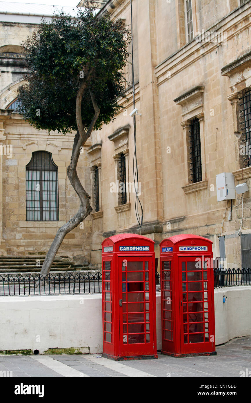 Red telephone boxes in Valletta, Malta Stock Photo - Alamy