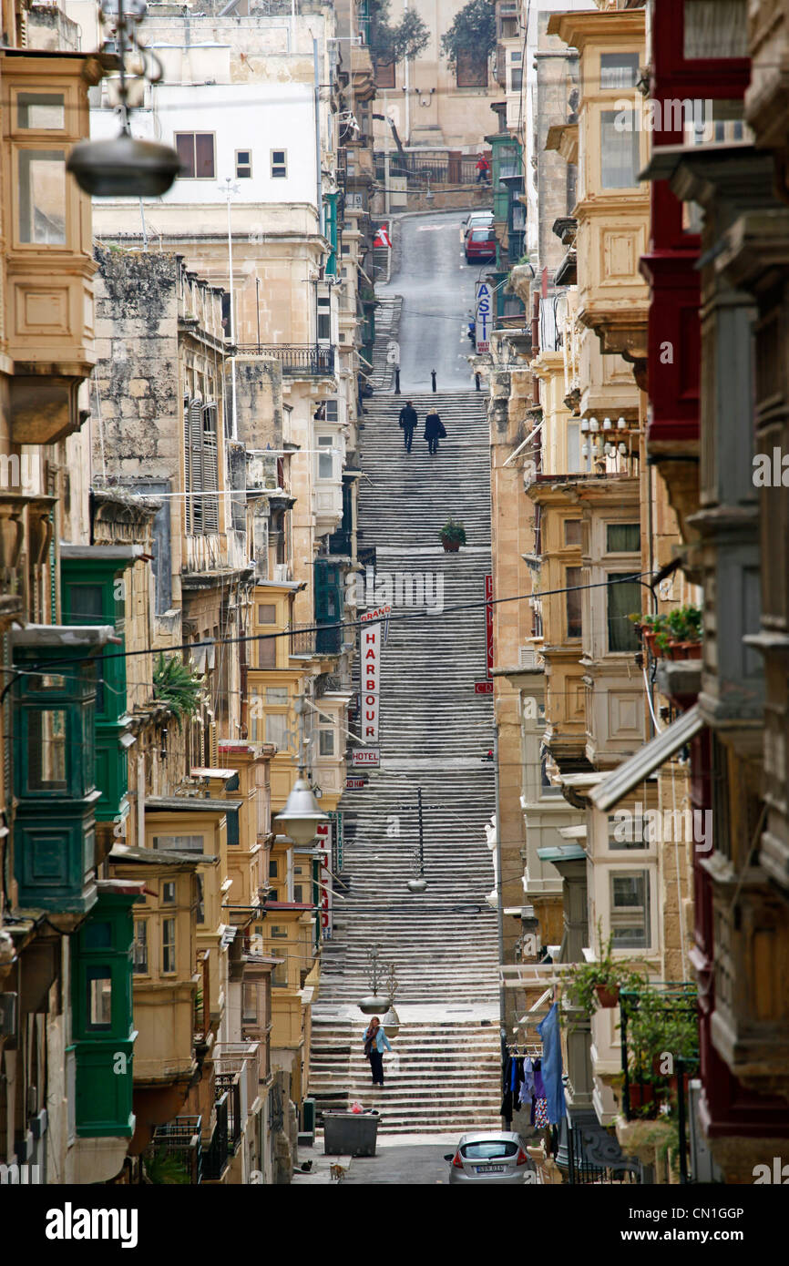 Malta steps valletta street hi-res stock photography and images - Alamy