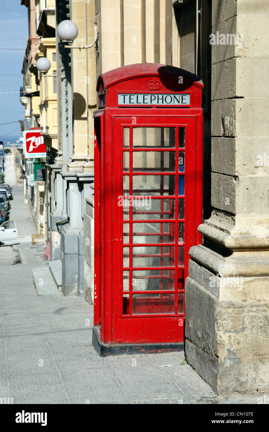 Red telephone boxes in Valletta, Malta Stock Photo - Alamy