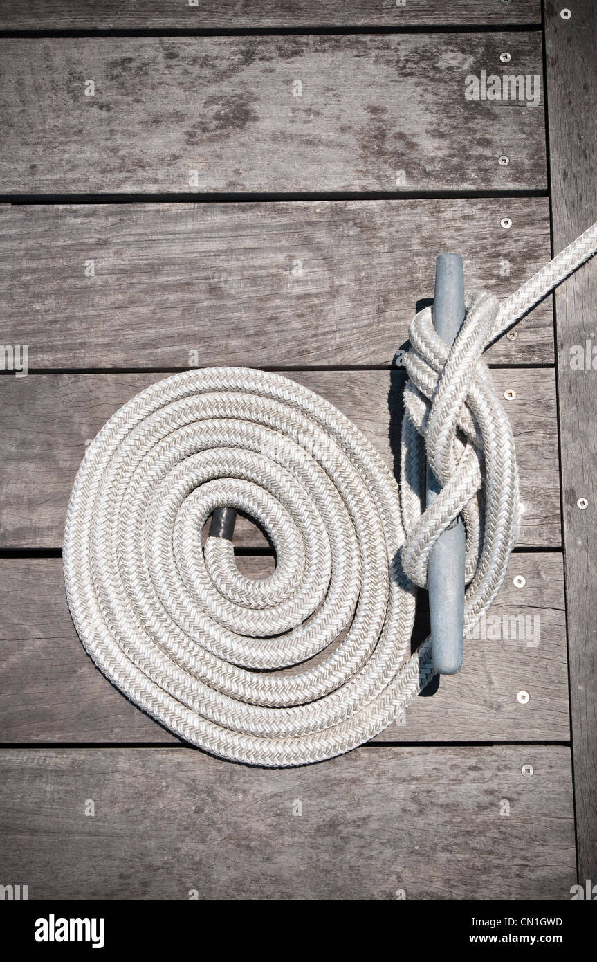 Coiled Rope on Dock, Cape Charles, Virginia, USA Stock Photo - Alamy