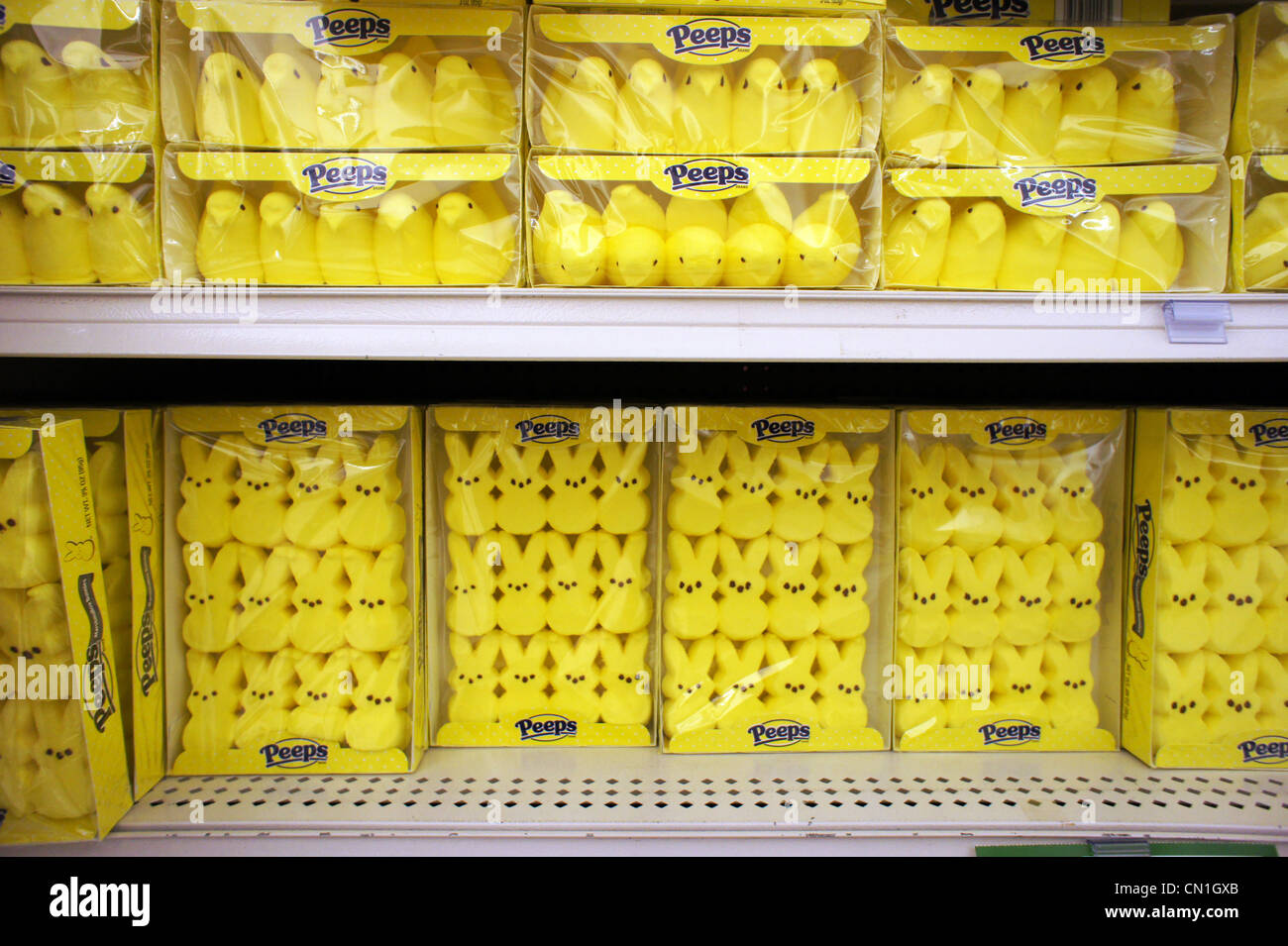 Easter peeps marshmallow candy for sale on grocery store shelves, March ...