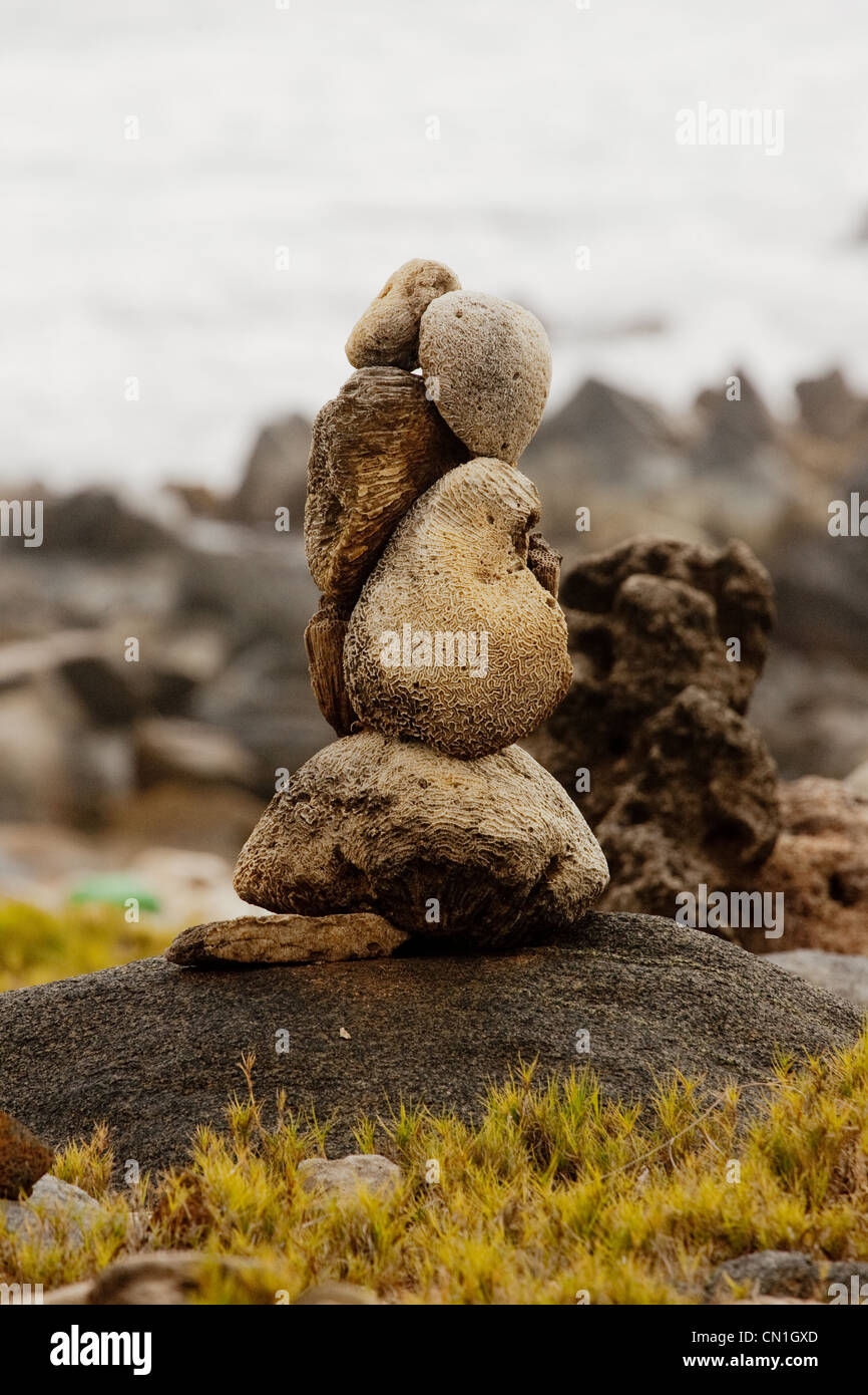 Aruba Coral Rocks Stacked Rocks Wishing Rocks Stock Photo - Alamy