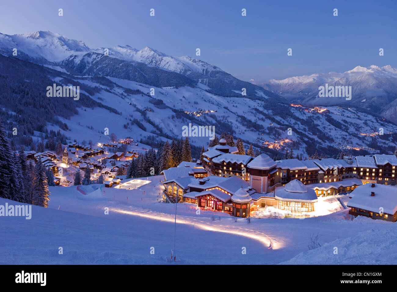 France, Savoie, Valmorel, Tarentaise valley, Massif de La Vanoise with ...