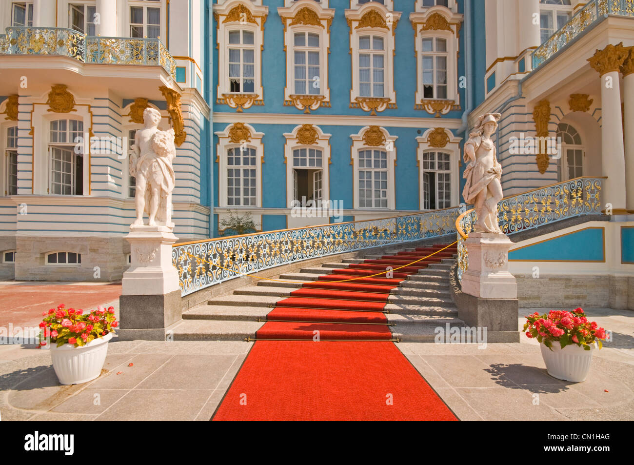 RUSSIA St Petersburg Pushkin (Catherine) Palace (1744) main entrance to ...