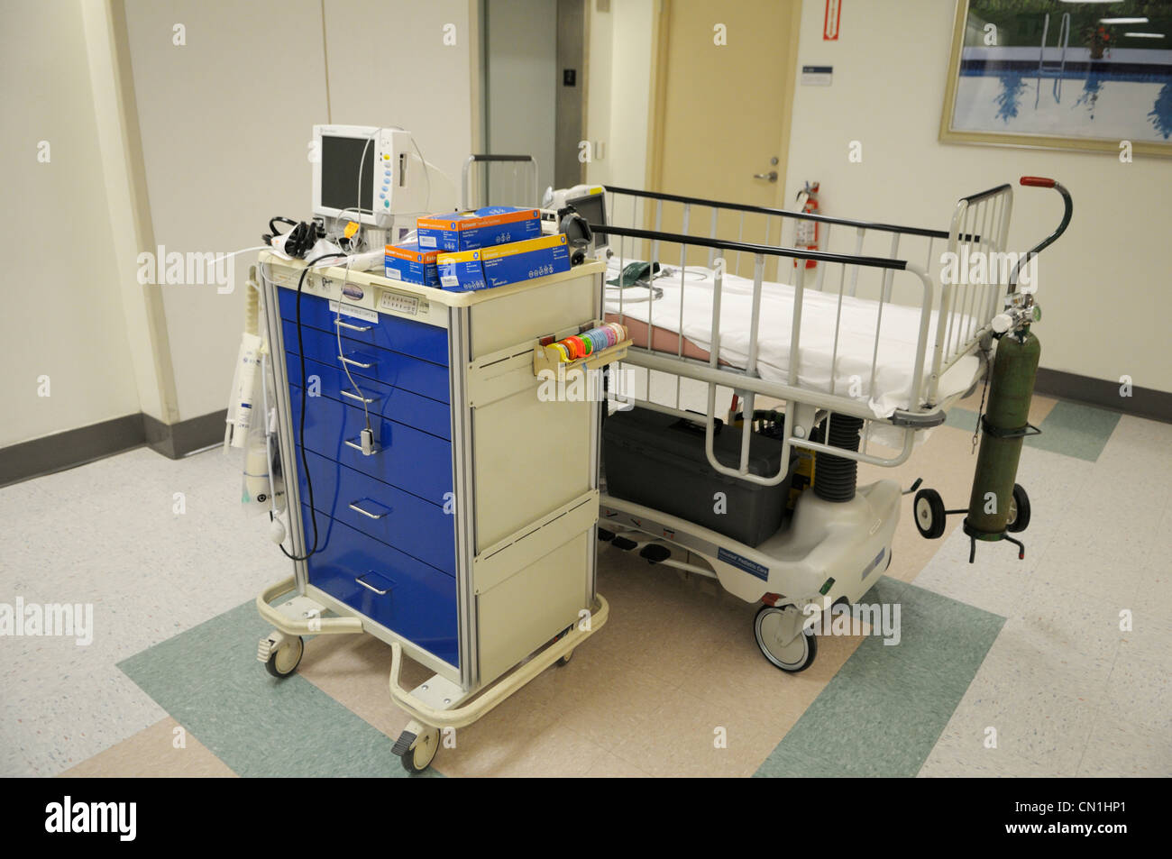 Pediatric surgical cart in a hospital corridor Stock Photo - Alamy