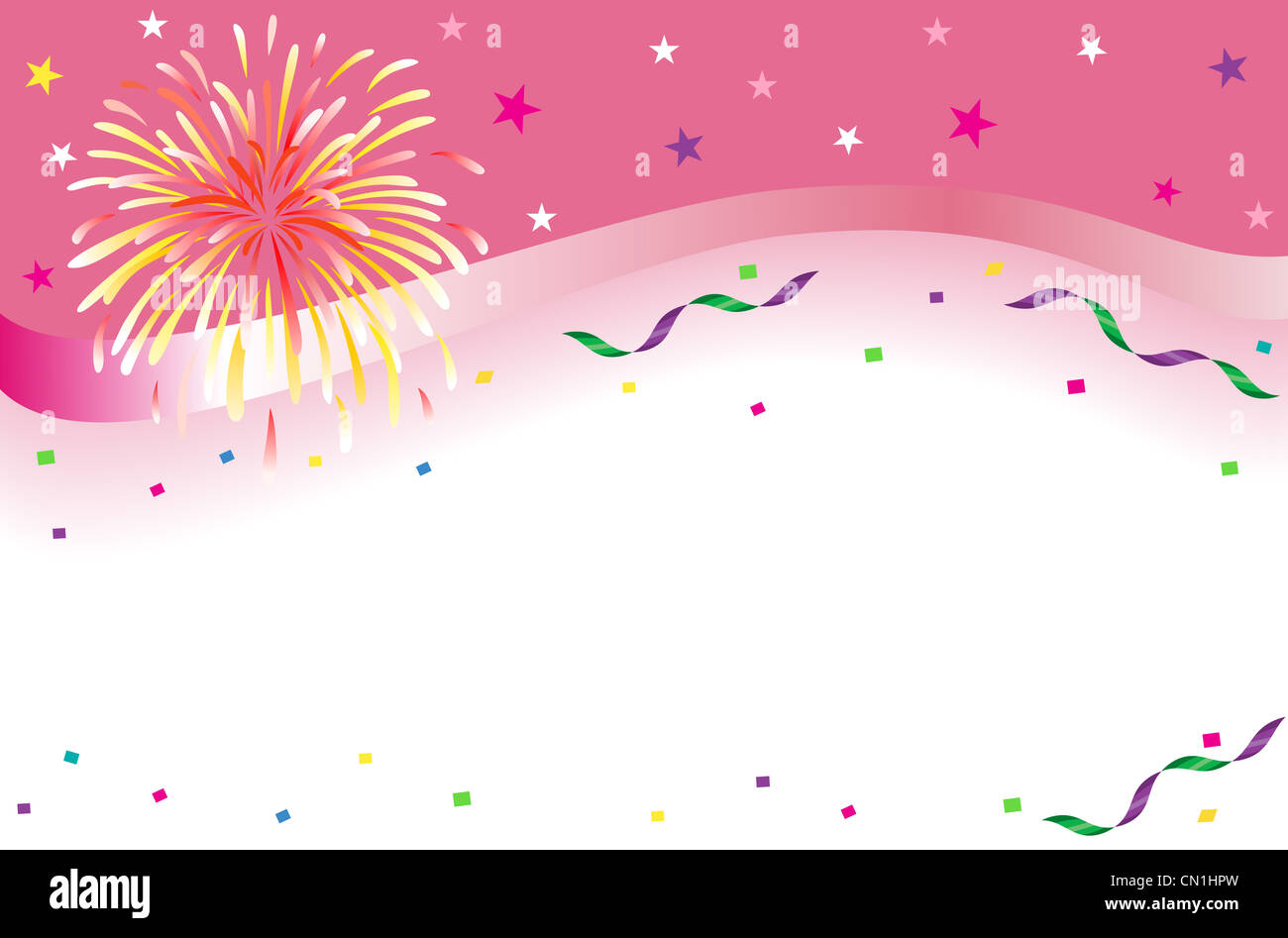Celebrations and party banner with sparkling fireworks and colorful ...