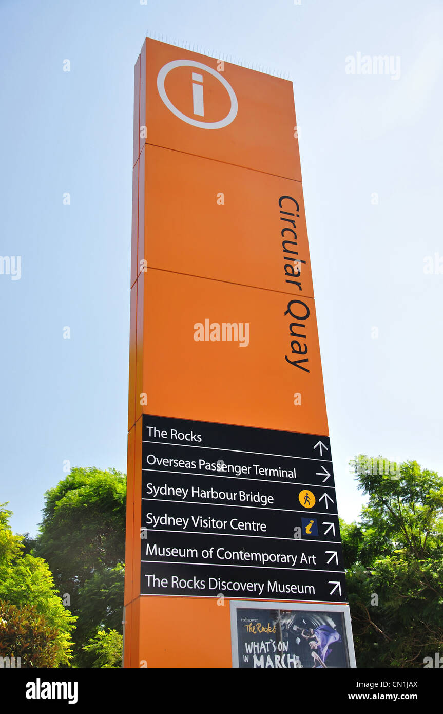 Circular Quay sign, The Rocks, Sydney Harbour, Sydney, New South Wales ...