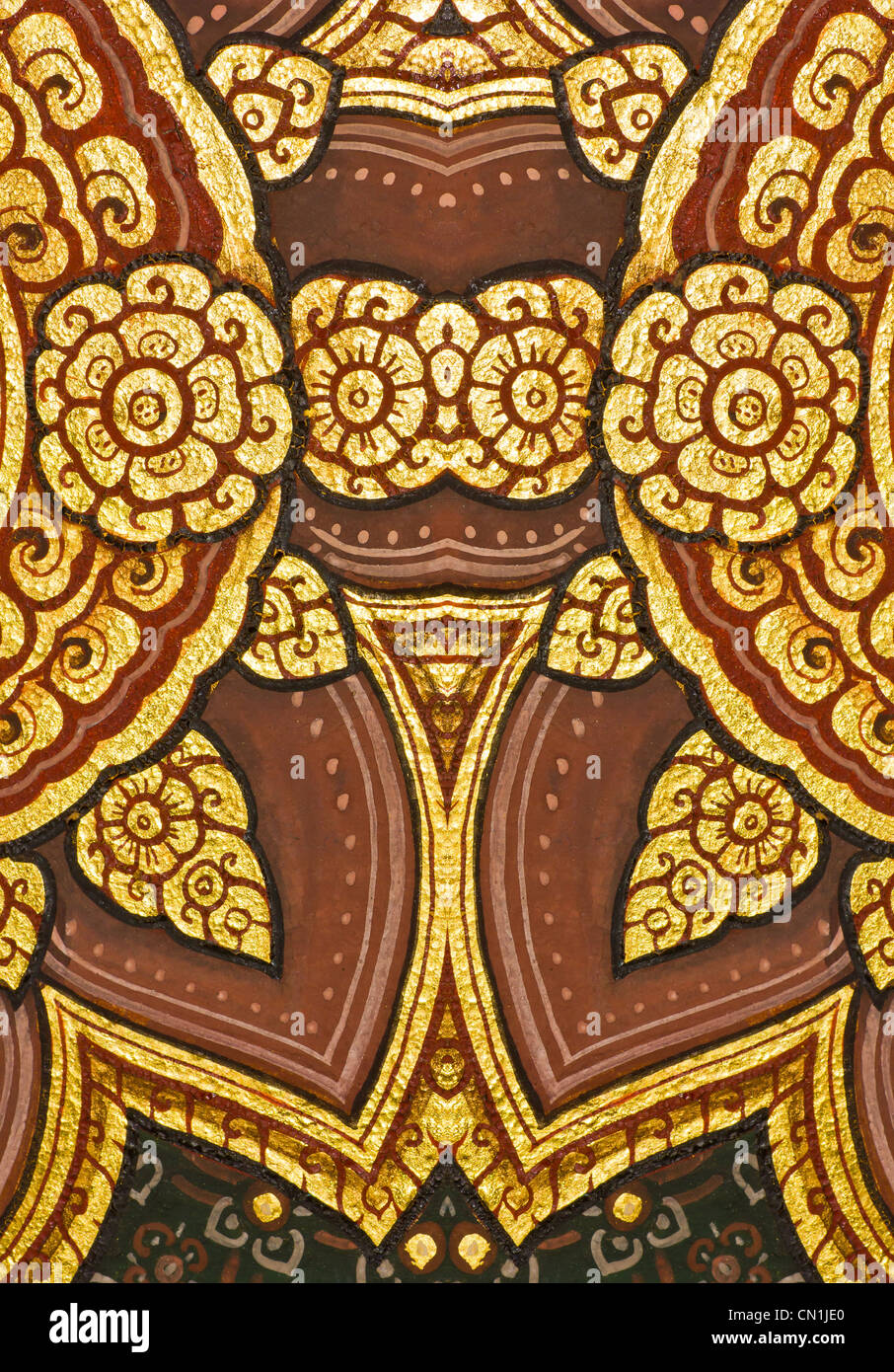Vintage traditional Thai style art painting on temple for background ...