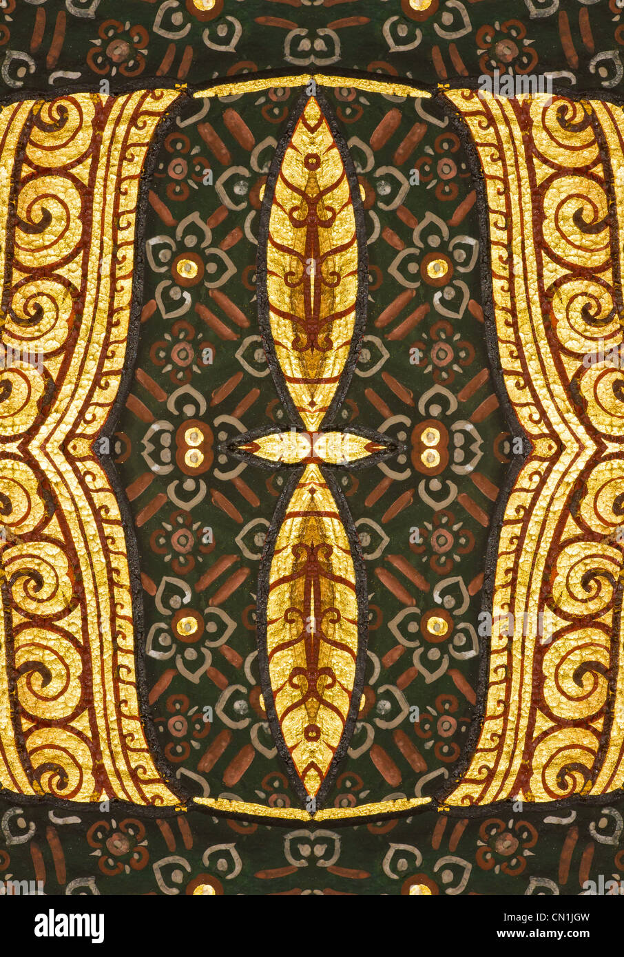 Vintage traditional Thai style art painting on temple for background ...