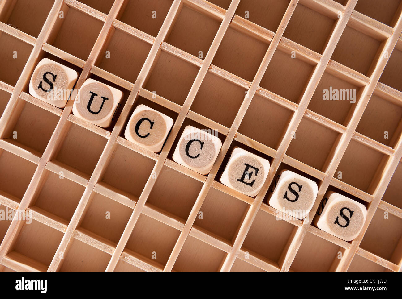 Success word construction with letter blocks / cubes and a shallow ...