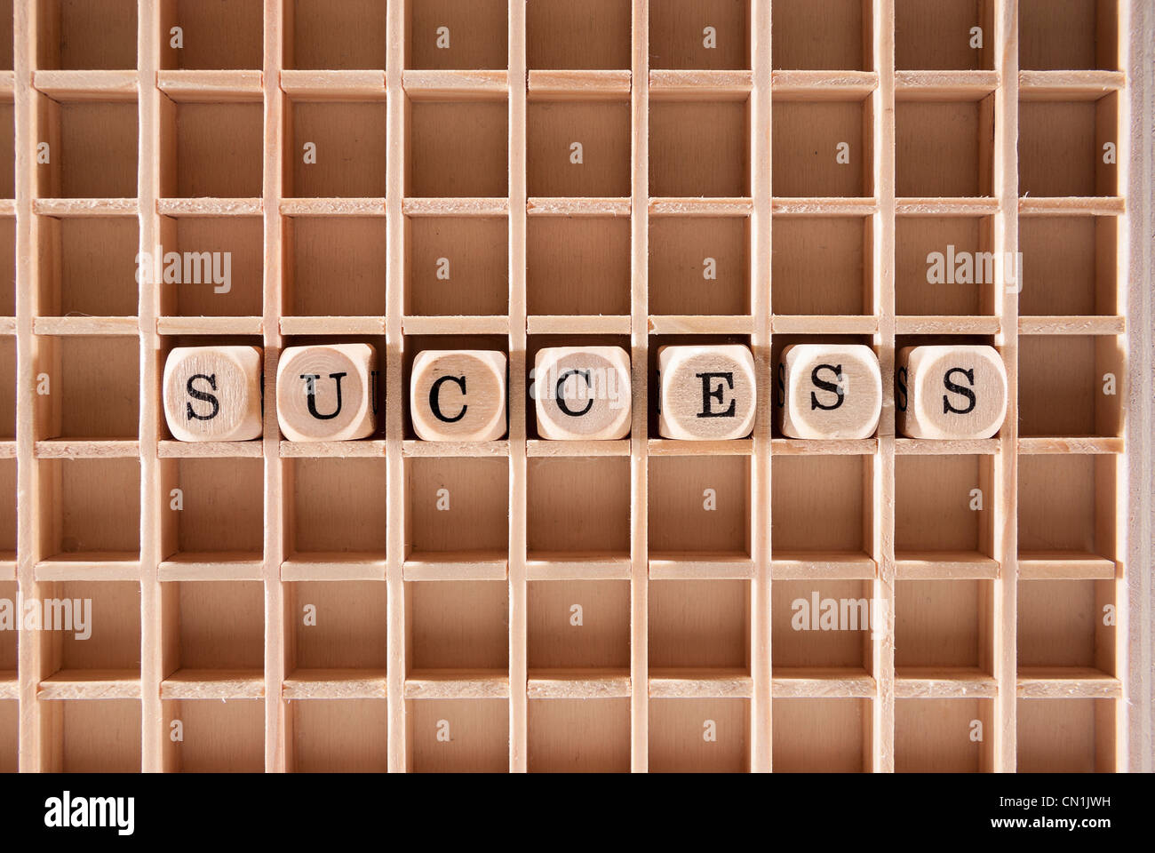 Success word construction with letter blocks / cubes and a shallow ...