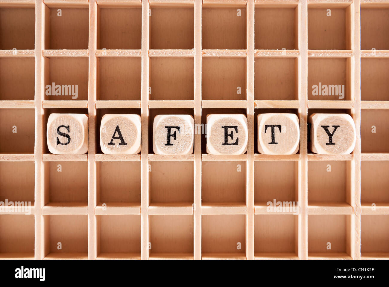 Safety word construction with letter blocks / cubes and a shallow depth ...