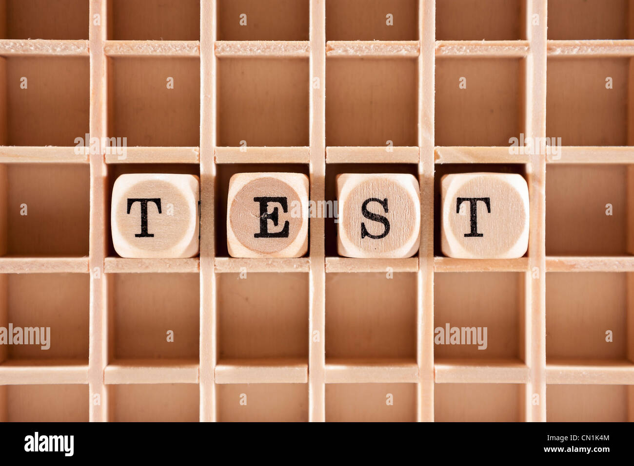 Test word construction with letter blocks / cubes and a shallow depth ...
