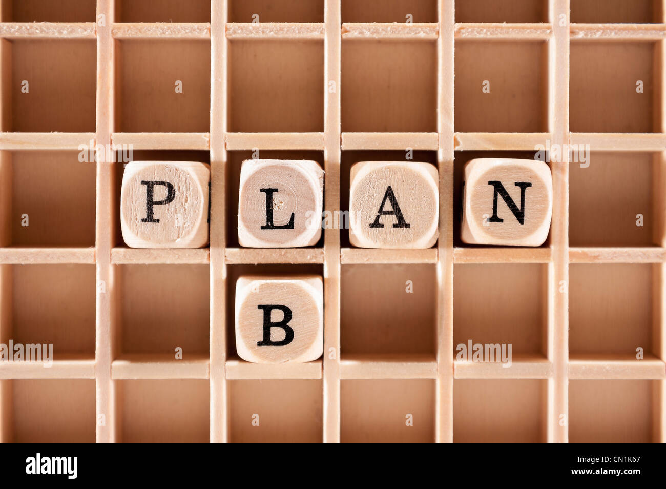 Plan B word construction with letter blocks / cubes and a shallow depth ...