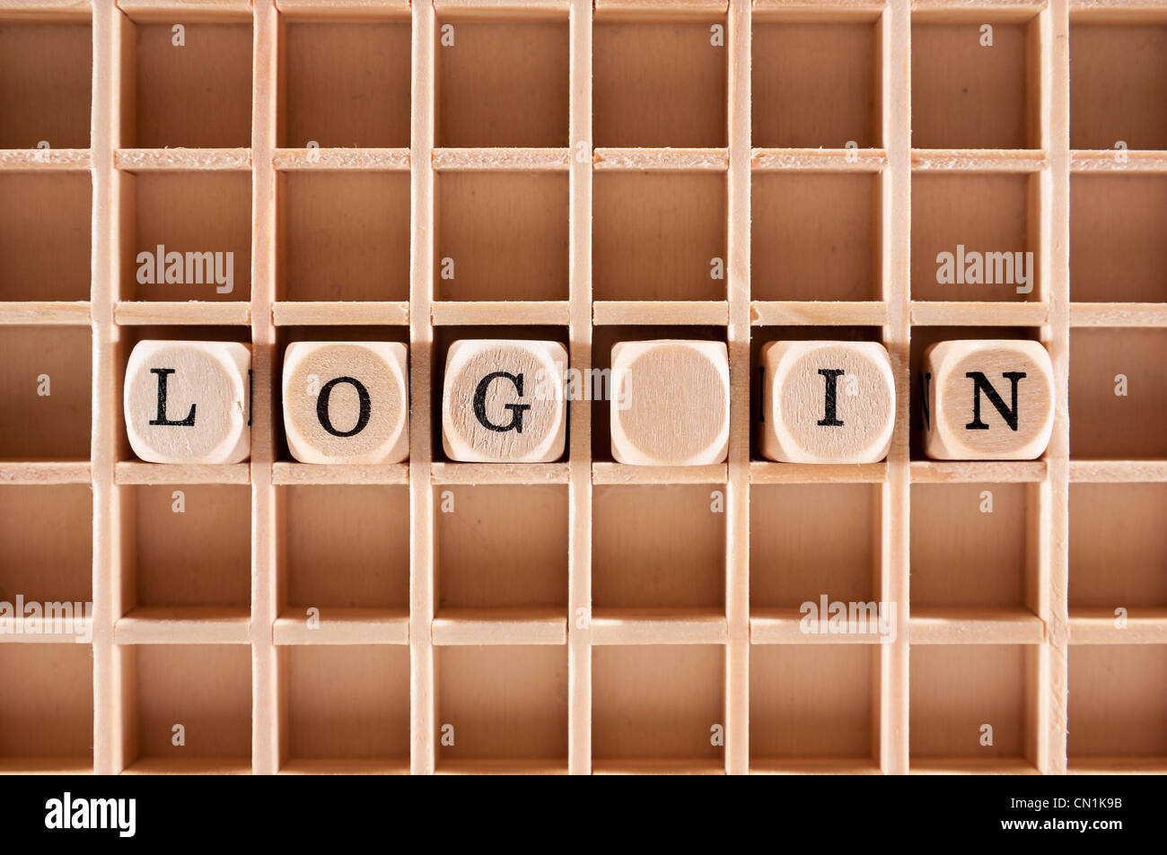 Log-in word construction with letter blocks / cubes and a shallow depth ...